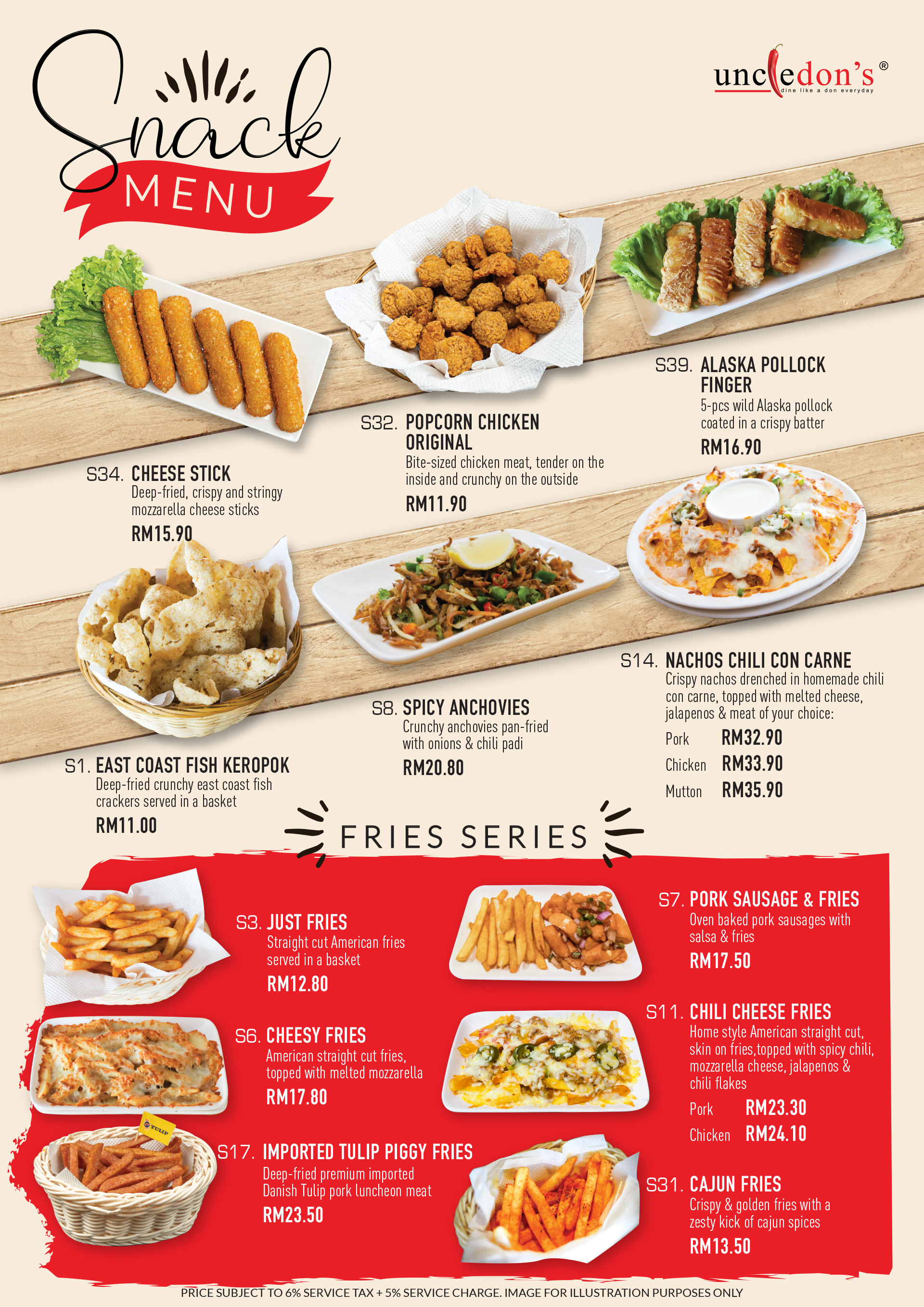 Uncle Don's Menu | Western Food | Frozen Mug Beer Malaysia - Uncle Don's